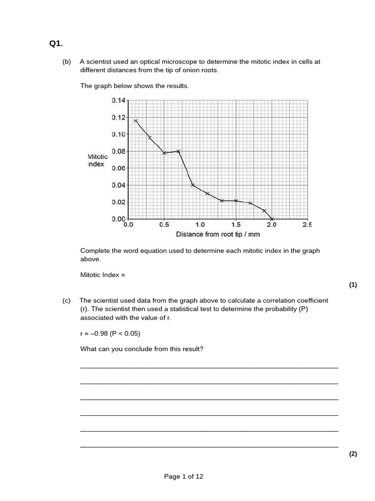 Mitosis Exam Questions and MS | PDF | Mitosis | Chromosome
