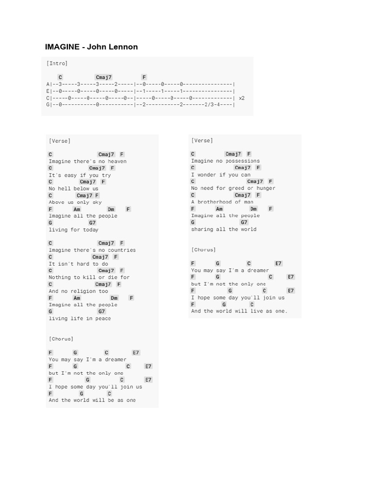 Imagine - John Lennon | PDF
