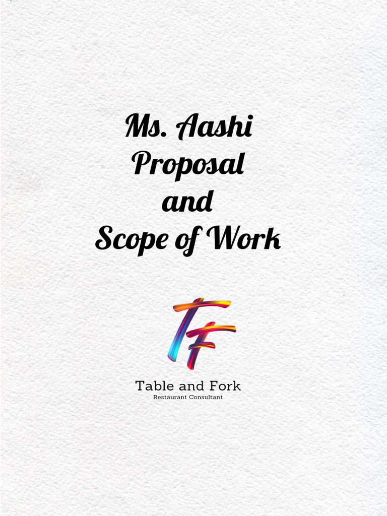 Ms. Aashi - Scope of Work | PDF | Chef | Cooking