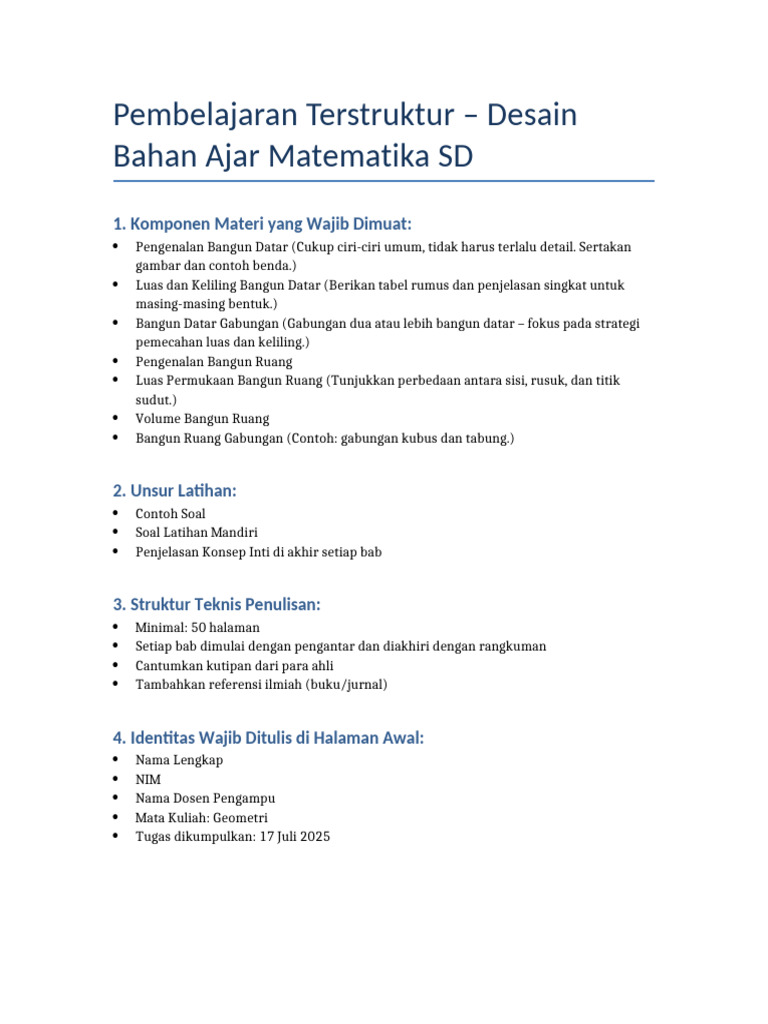 Pembelajaran Terstruktur Desain Bahan Ajar | PDF