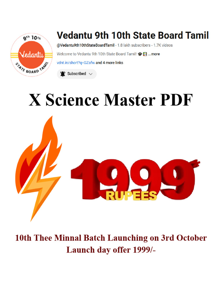 X Science Master PDF: 10th Thee Minnal Batch Launching On 3rd October ...
