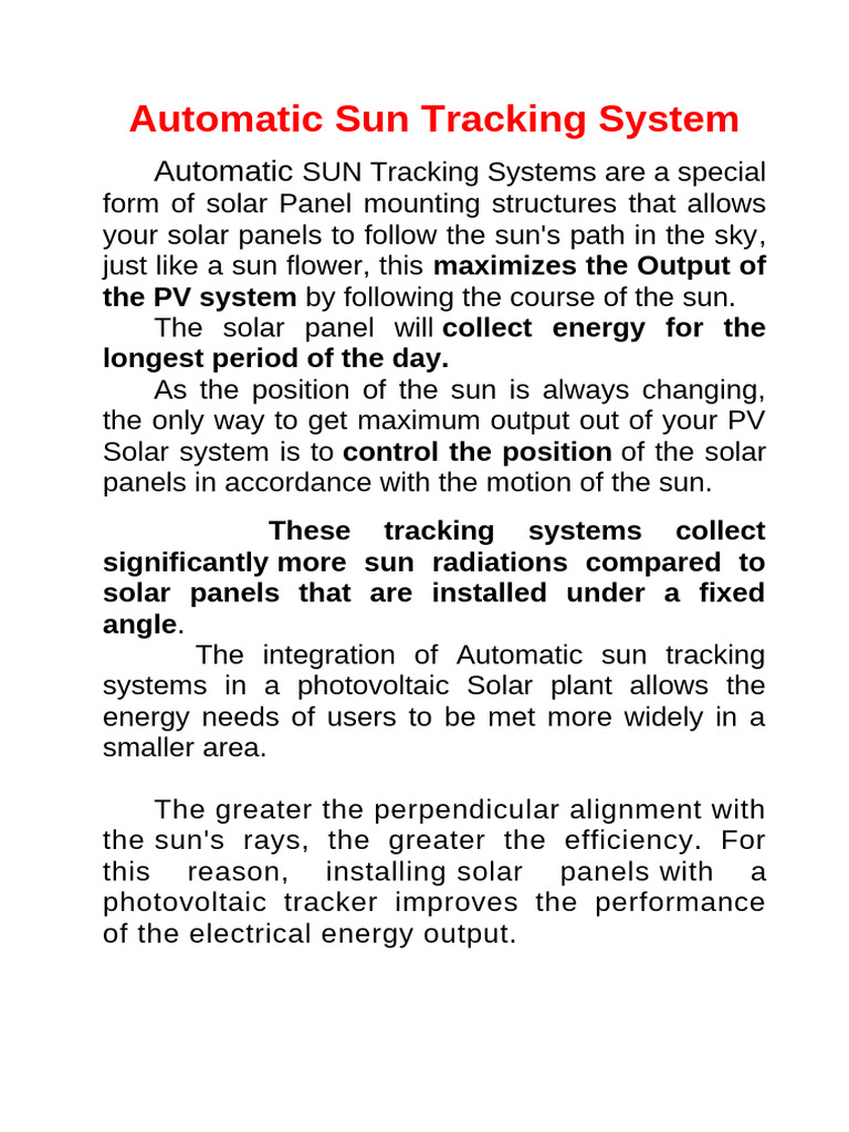 Automatic Sun Tracking System | PDF