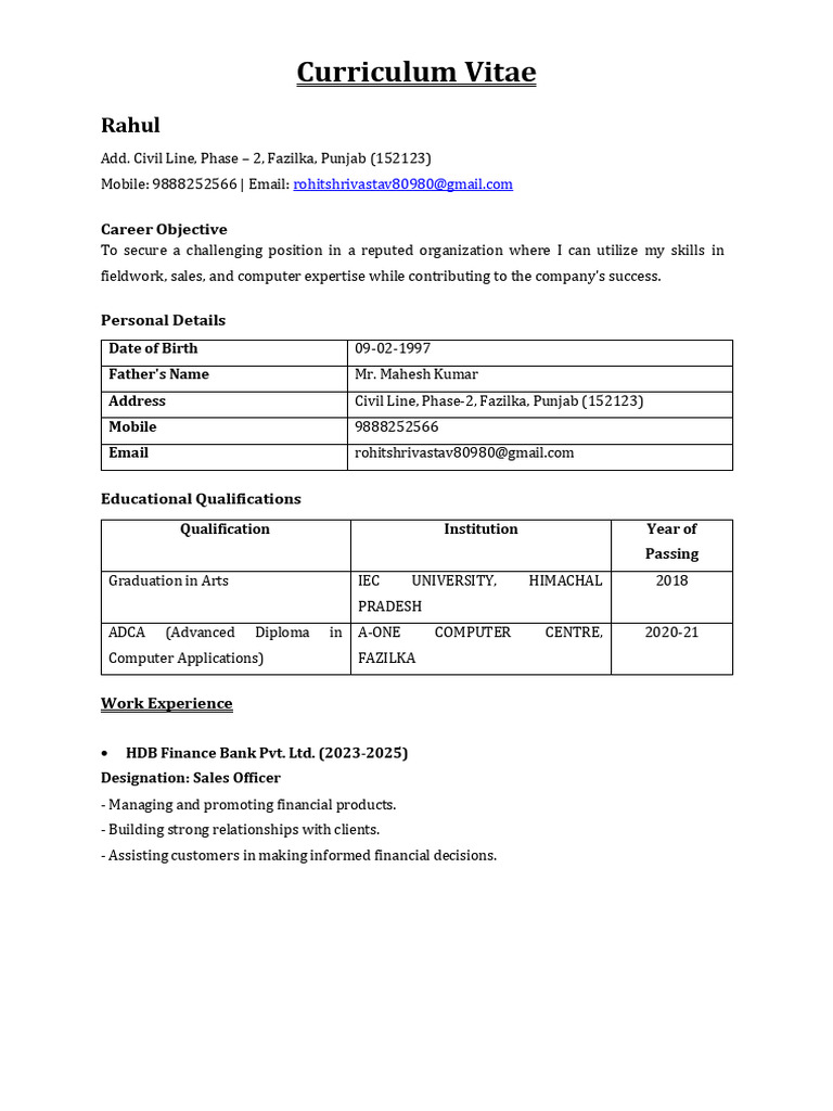 CV - Rahul (1)-1 | PDF