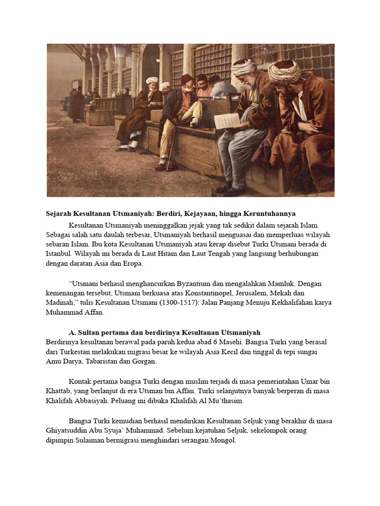 Sejarah Kesultanan Utsmaniyah - Berdiri, Kejayaan, Hingga Keruntuhannya | PDF
