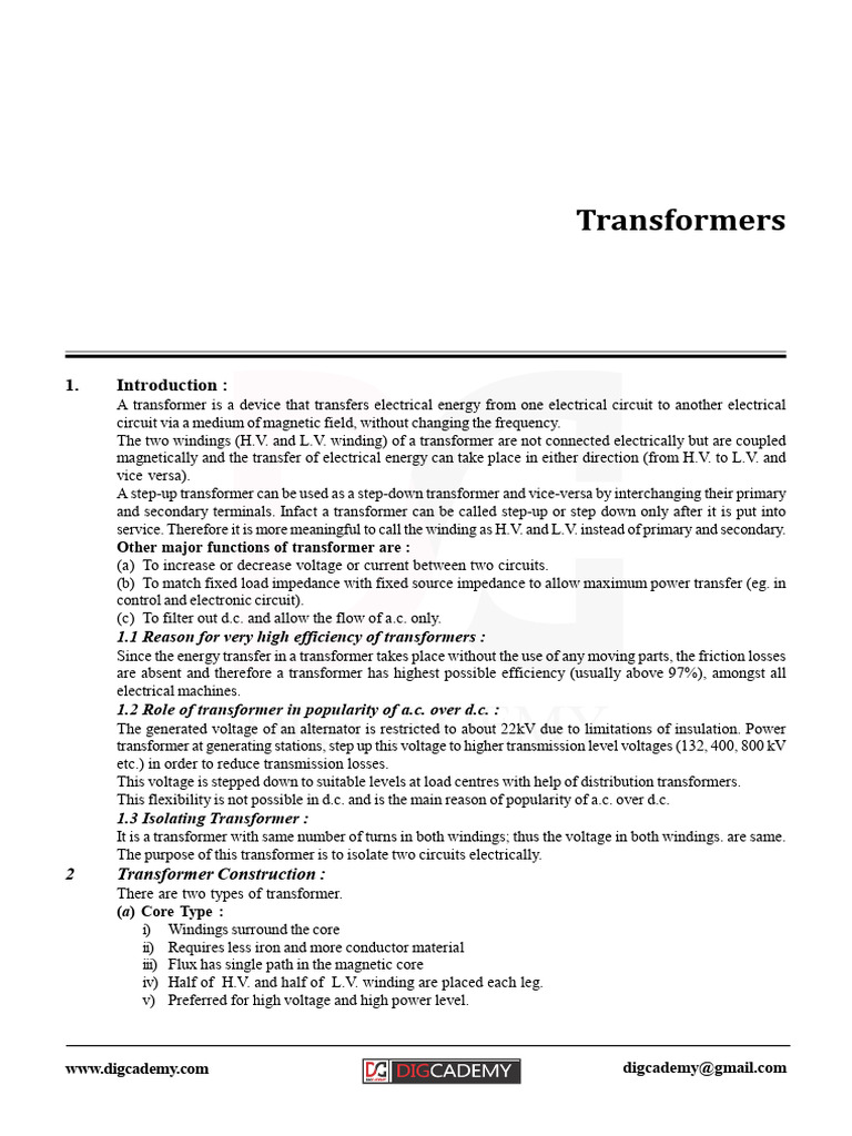 TRFR | PDF | Transformer | Alternating Current