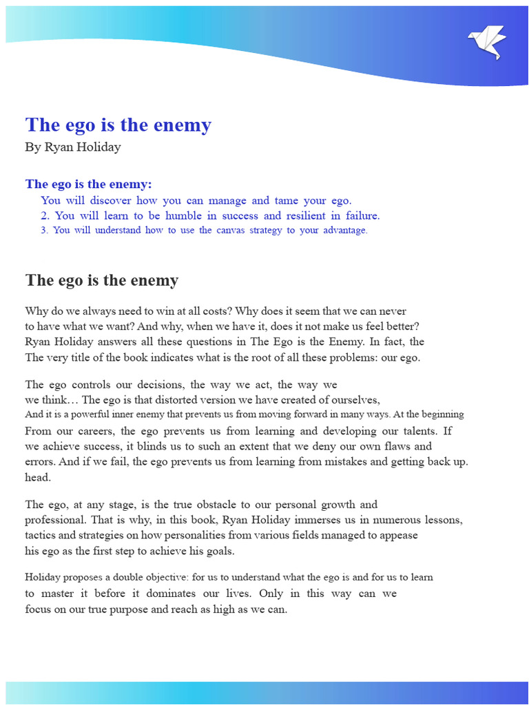 The Ego Is The Enemy | PDF