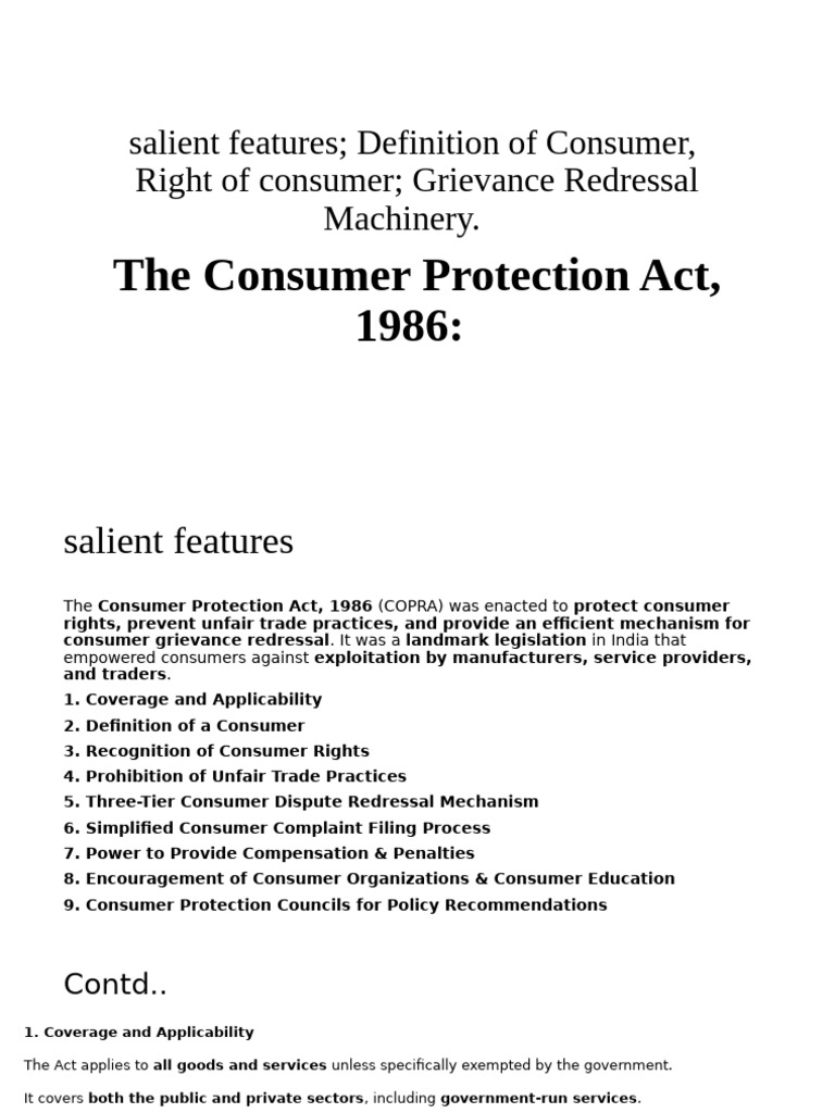 The Consumer Protection Act, 1986 | PDF | Consumer Protection | False ...