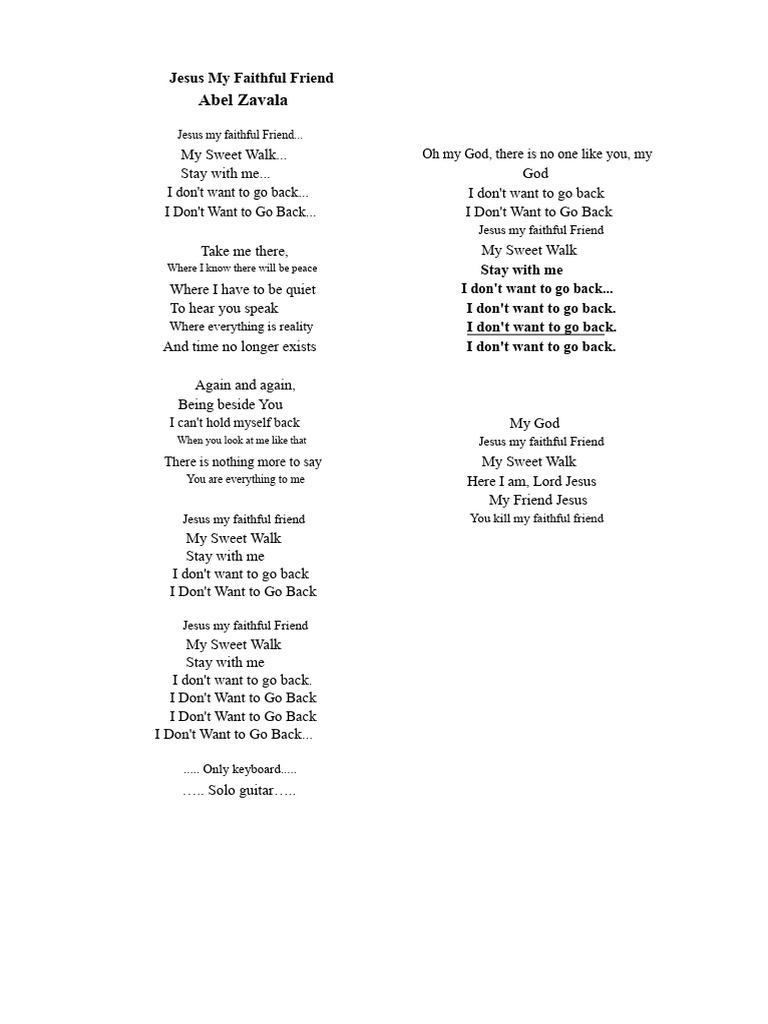 Jesus My Faithful Friend | PDF | Jesus | Religious Belief And Doctrine