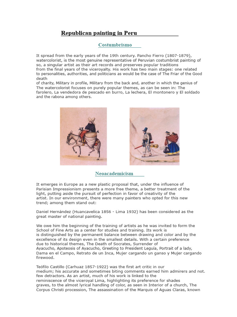 Peruvian Painting: Costumbrismo to Indigenism | PDF | Impressionism ...