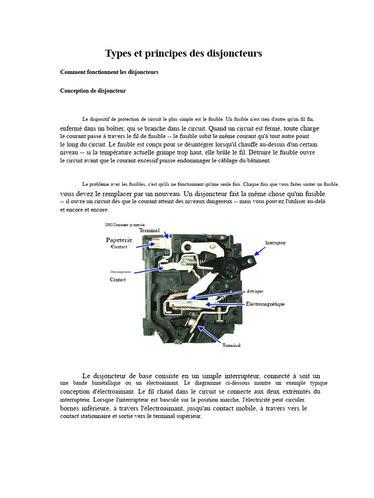 Comprendre les disjoncteurs électriques | PDF | Interrupteur | Fusible ...