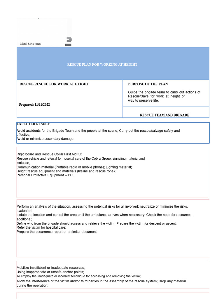 Rescue Plan For Work at Height - Abcdpdf - PDF - To - Word | PDF ...