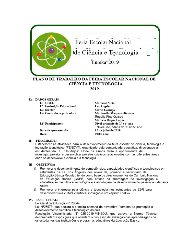 Plano de Fencyt 2019 | PDF | Science | Engenharia