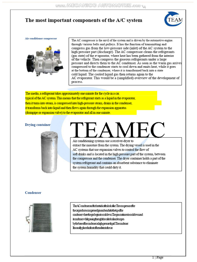 Key Components of Automotive A/C Systems | PDF | Air Conditioning ...