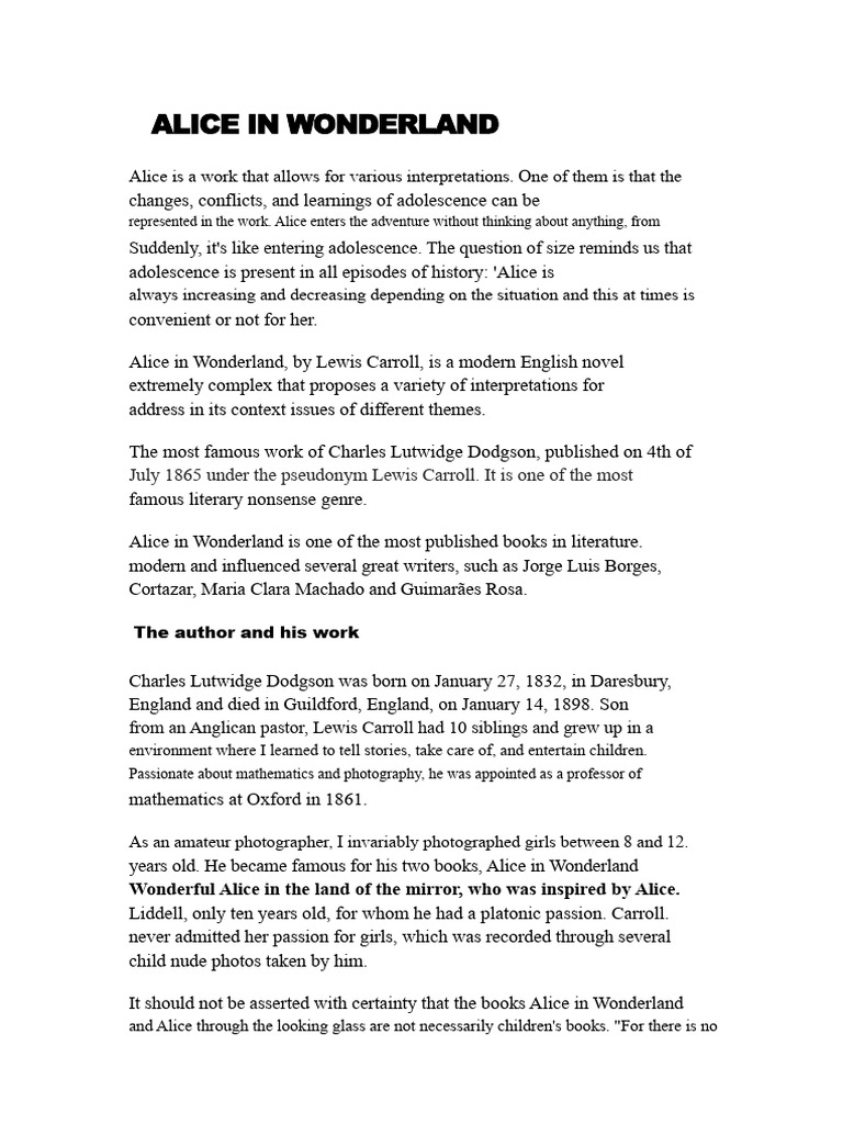 Psychological and Interpretative Analysis of The Novel Alice in ...