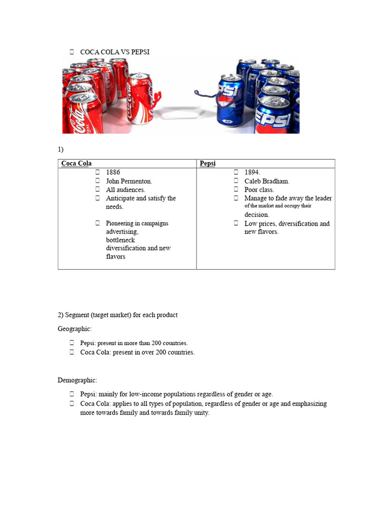 Coca Cola VS Pepsi | PDF | Pepsi | Coca Cola