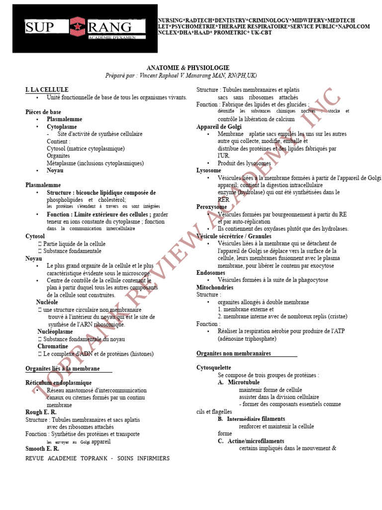 Anatomie Cellulaire et Système Squelette | PDF | Cytoplasme | Membrane ...