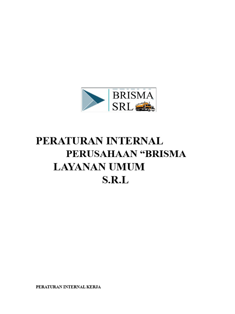 Peraturan Internal Kerja BRISMA S.R.L. | PDF