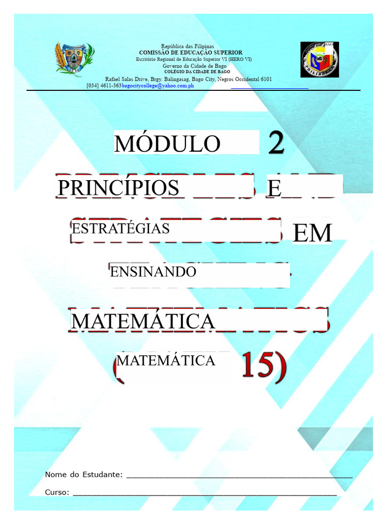Módulo 2 Revisado Final para Qa - Math 15 - Princípios e Estratégias No ...
