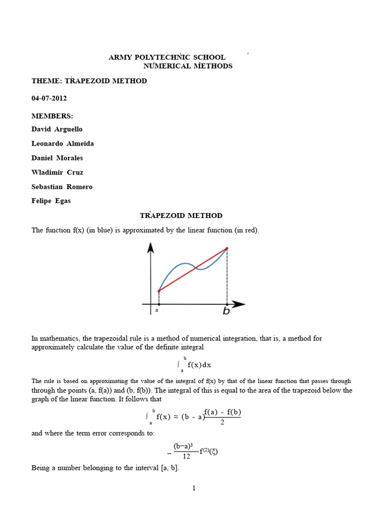 Trapezoidal Method | PDF | Integral | Function (Mathematics)