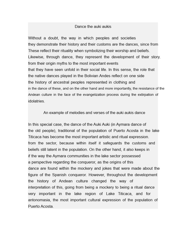 Dance The Auki Aukis | PDF | Cultural Anthropology
