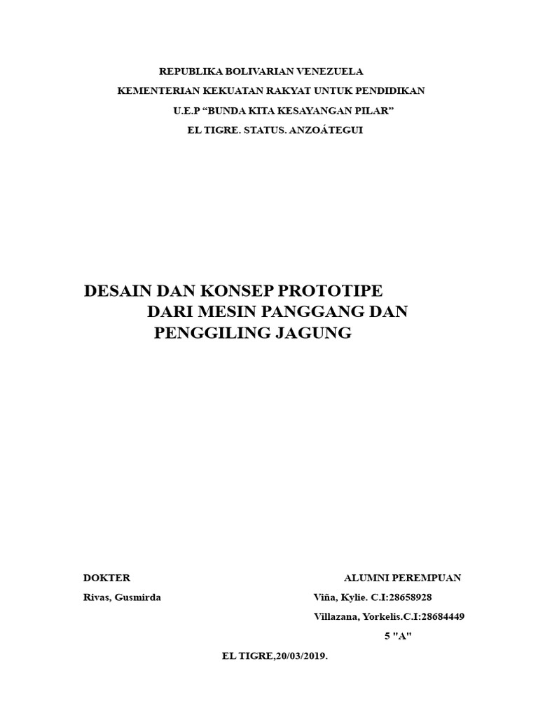 Prototipe Mesin Panggang dan Penggiling Jagung | PDF