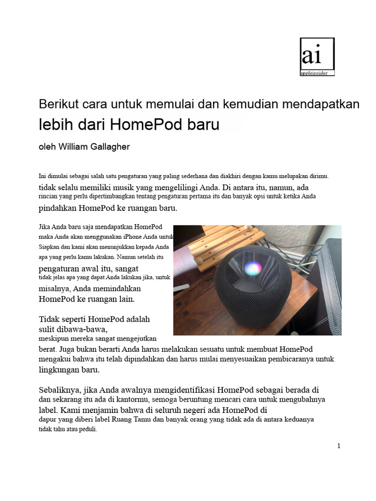 Panduan Pengguna HomePod Baru PDF | PDF