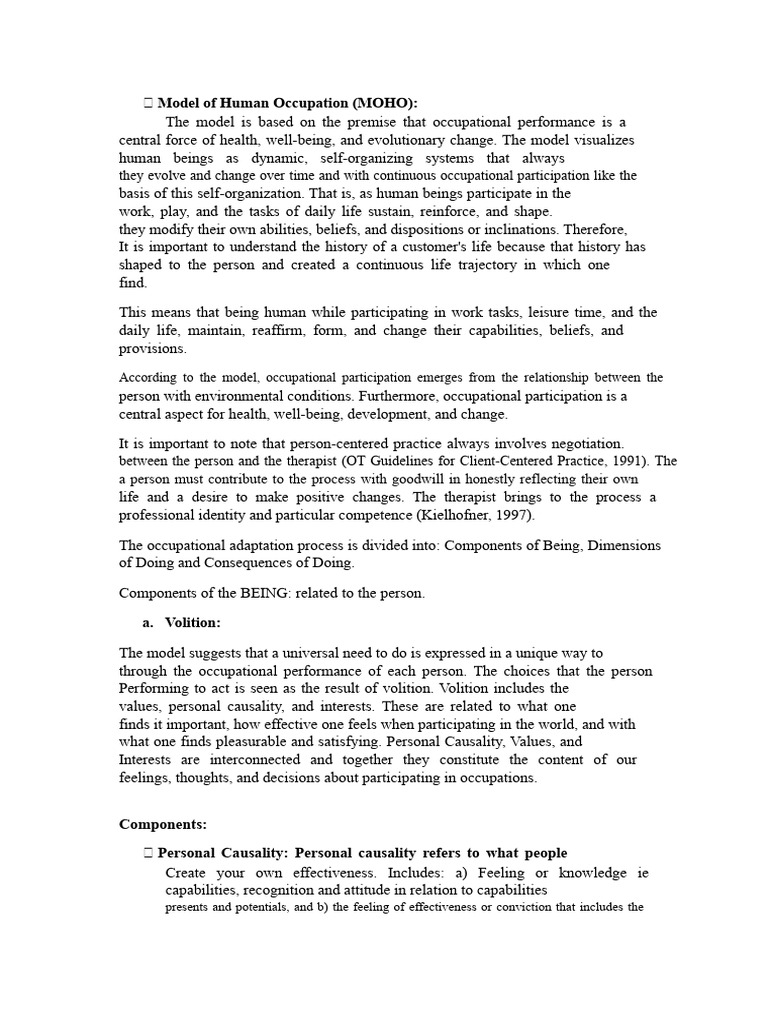 Model of Human Occupation | PDF | Identity (Social Science) | Habits