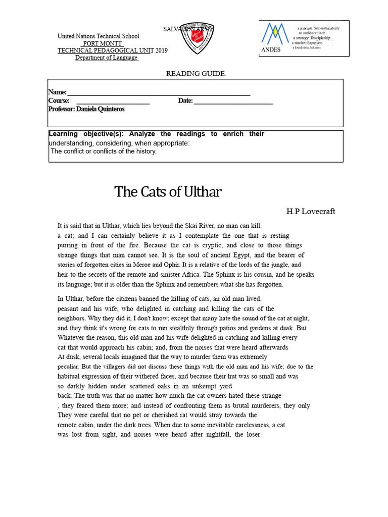Reading, The Cats of Ulthar | PDF | Cats