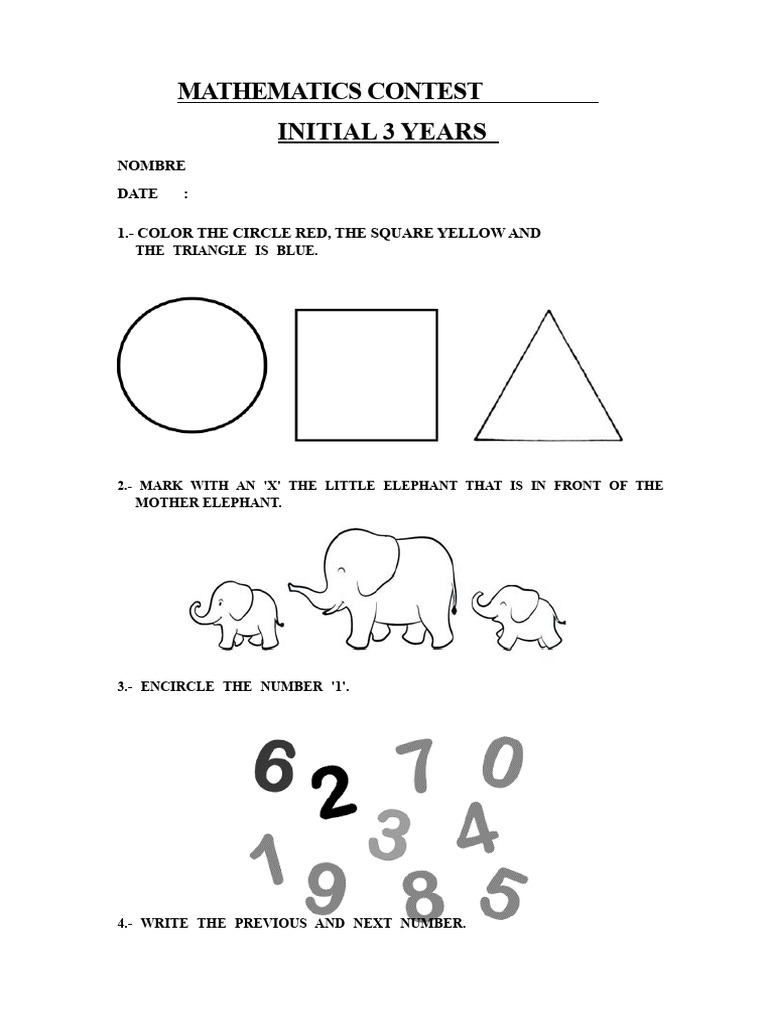 Early Childhood Math Contest Activities | PDF