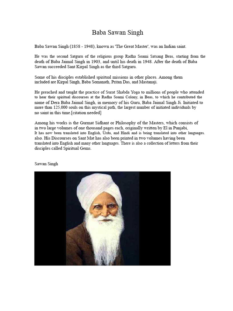Life and Teachings of Baba Sawan Singh | PDF | Spirituality