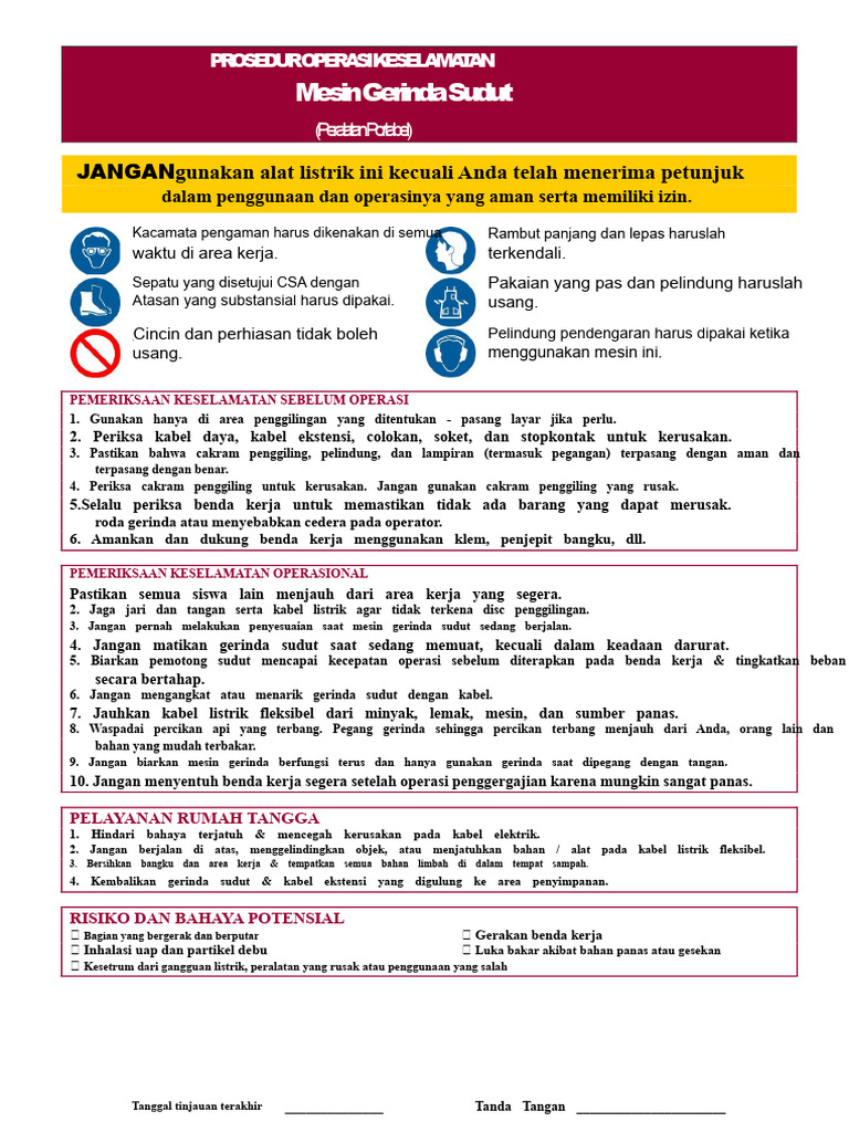 Prosedur Keselamatan Mesin Gerinda | PDF