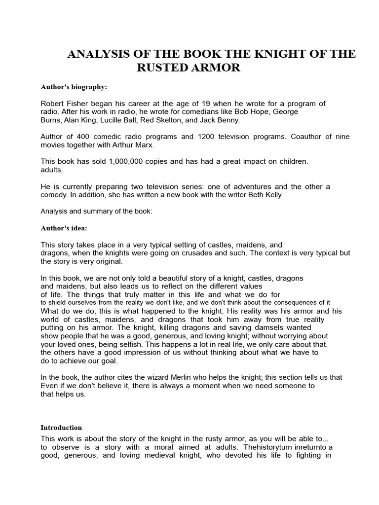 Analysis of The Book "The Knight in Rusty Armor" | PDF