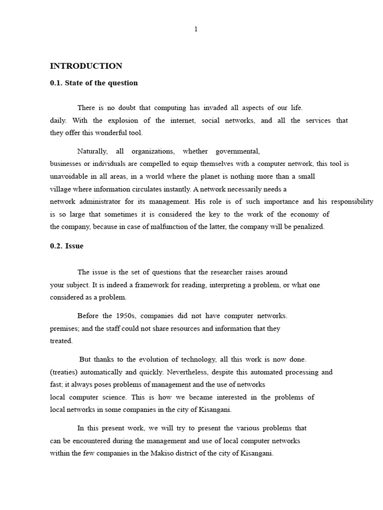 The Issue Related To The Use of The LAN Network in Businesses in The City of Kisangani, Case of ...