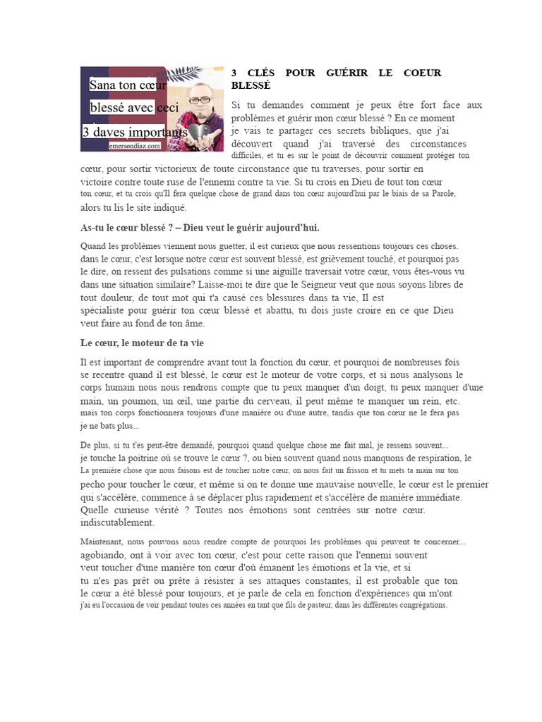 3 Clés Pour Guérir Le Cœur Blesse | PDF | Dieu | Jésus