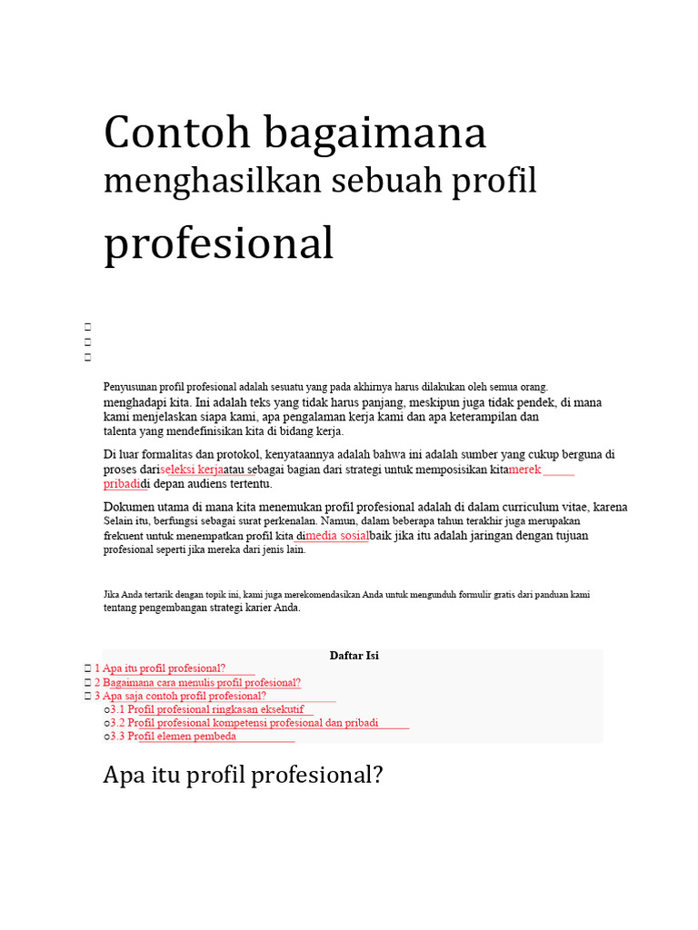 Contoh cara menyusun profil profesional | PDF