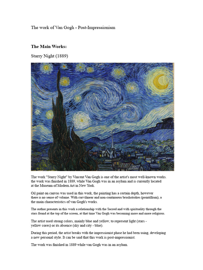 The Work of Van Gogh | PDF | Vincent Van Gogh | Impressionism