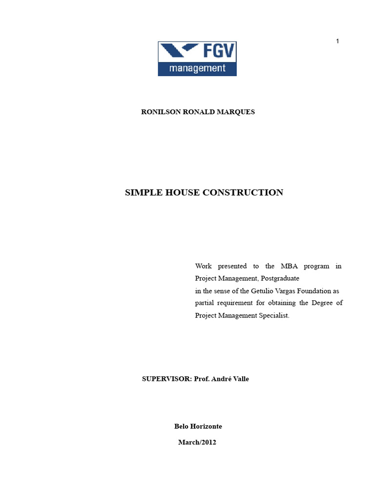 Simple House Construction Project Plan | PDF | Project Management | Wall