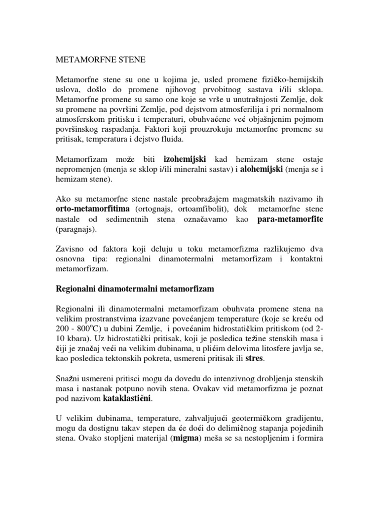 Metamorfne Stene | PDF