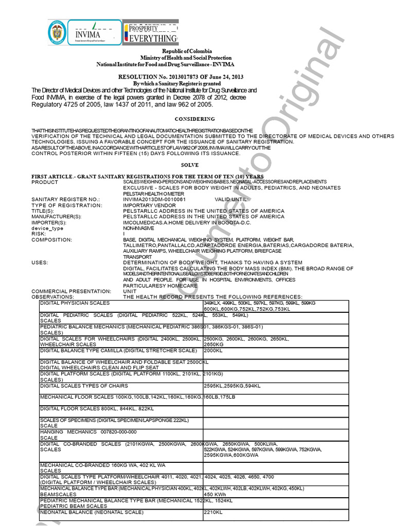 Invima - Health or Pediatric Meter Scales PDF | PDF | Wheelchair ...