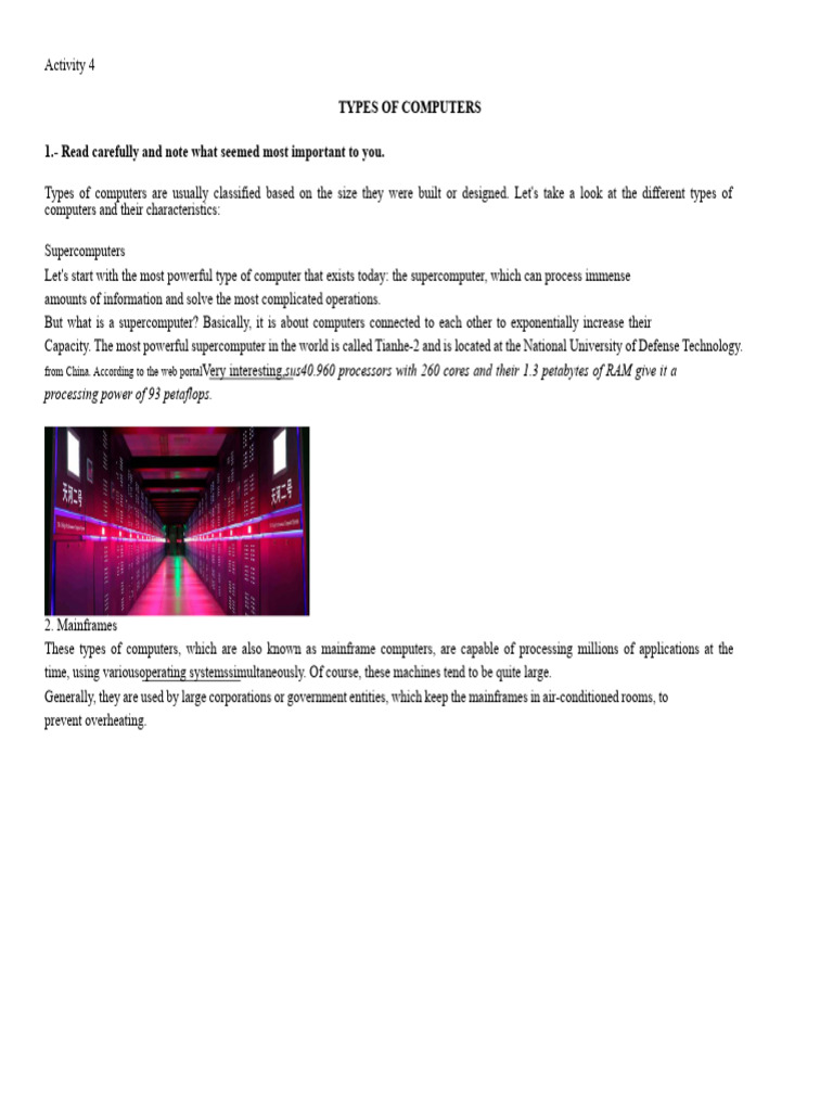 Activity 4 Types of Computers | PDF | Personal Computers | Laptop