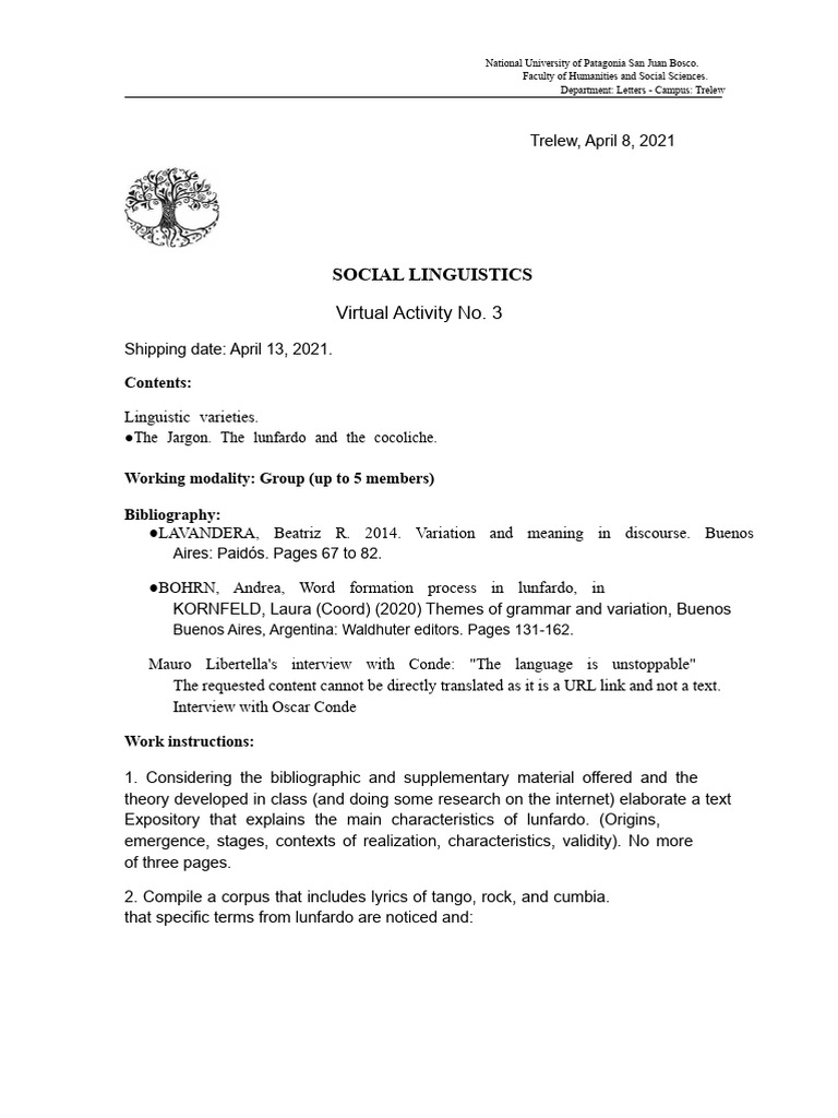 Reading Activity No. 3 Cocoliche - Lunfardo | PDF | Linguistics | Human ...