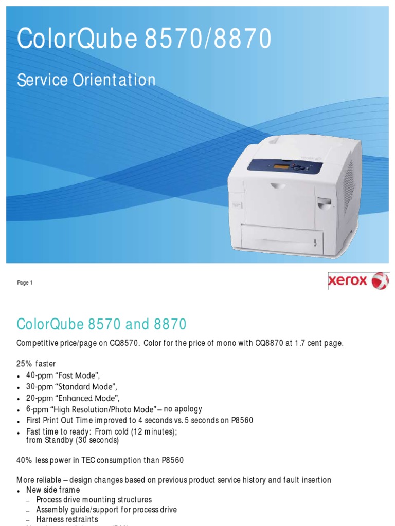 ColorQube 8570 and 8870 Service Orientation | PDF | Printer (Computing ...