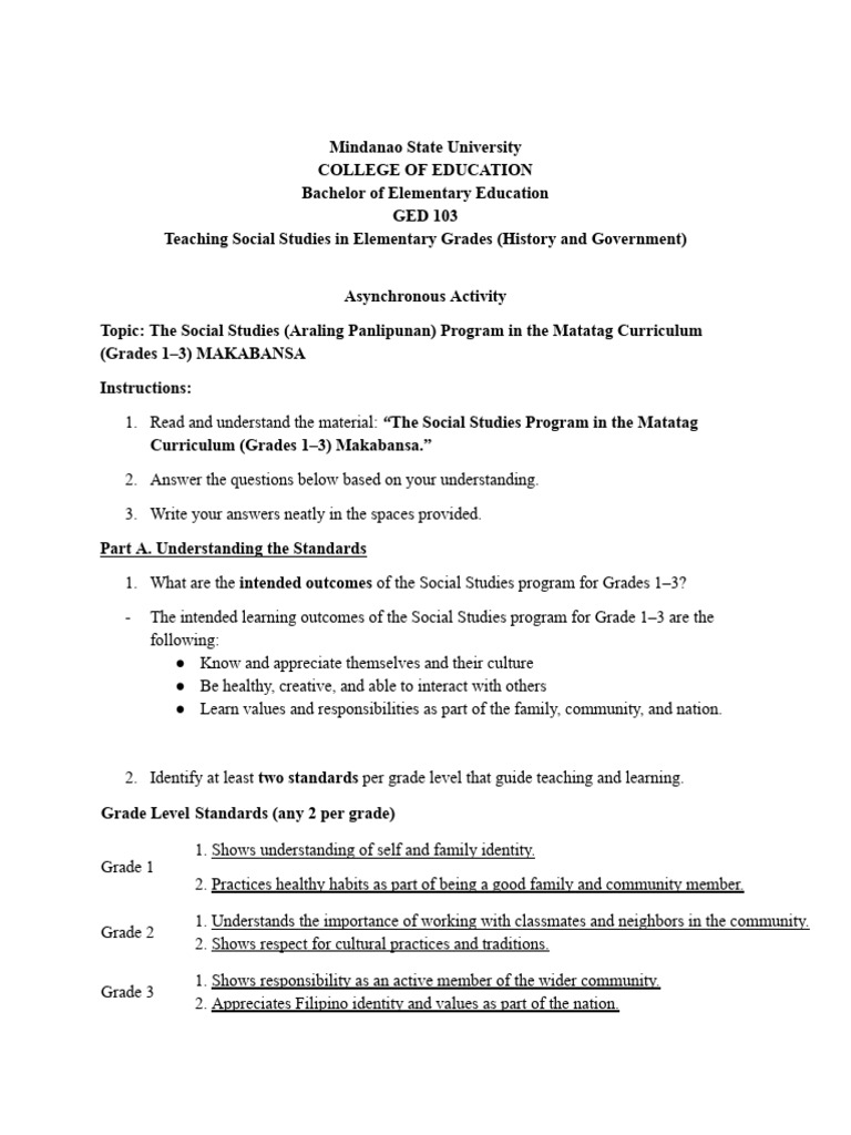 Social Studies Curriculum for Grades 1-3 | PDF | Curriculum | Teaching