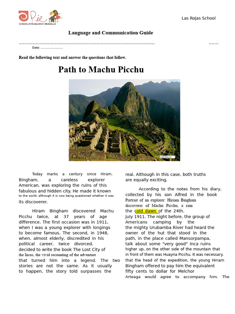 Hiram Bingham's Machu Picchu Discovery | PDF | Machu Picchu