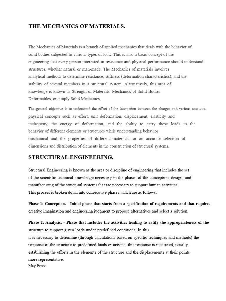 Mechanics of Materials in Structural Engineering | PDF | Deformation ...