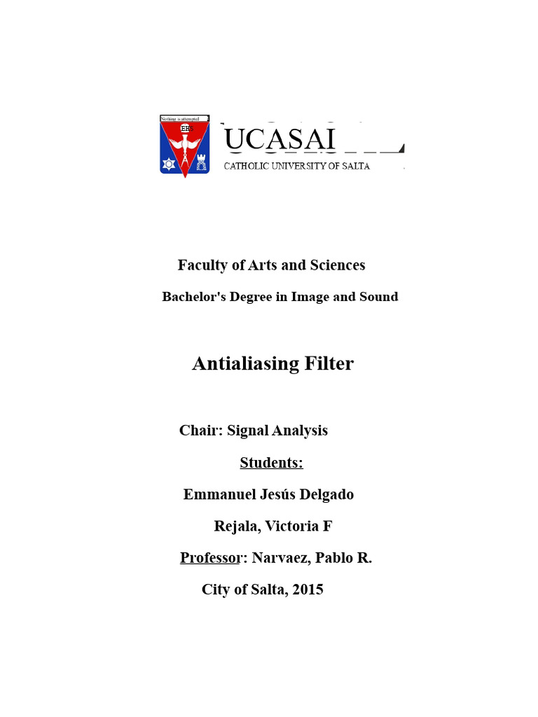 Antialiasing Filter | PDF | Sampling (Signal Processing) | Filter (Signal Processing)