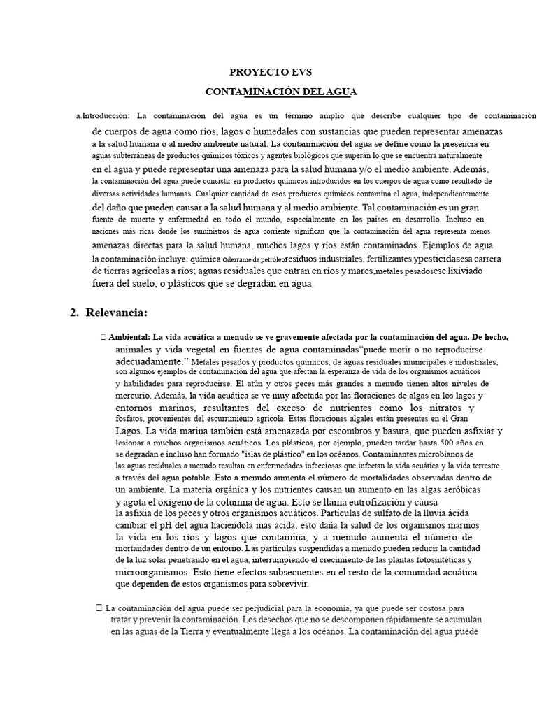 Contaminación del Agua: Impactos y Soluciones | PDF | La contaminación ...