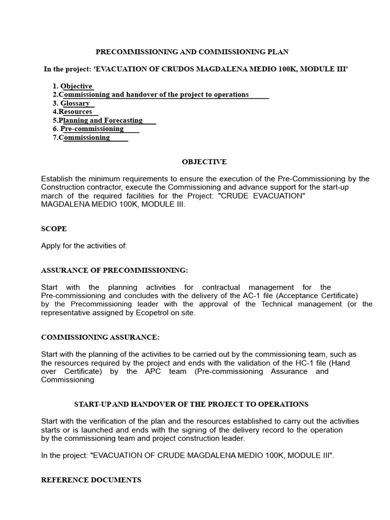 Pre-Planning and Commissioning | PDF | Quality Assurance ...