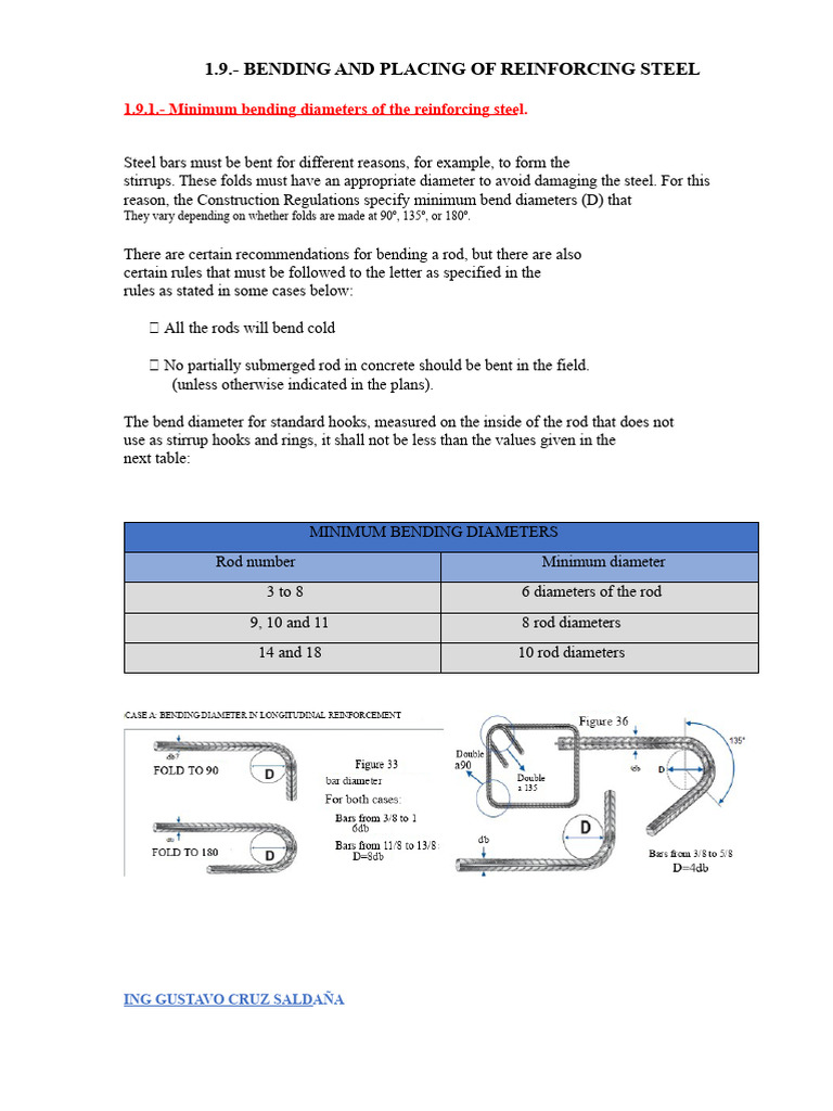 1.9. - Bending and Placing of Reinforcing Steel | PDF | Structural ...