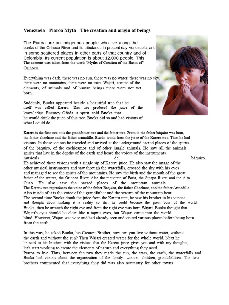 Piaroa Creation Myth Explained | PDF | Thunder | Creation Myths